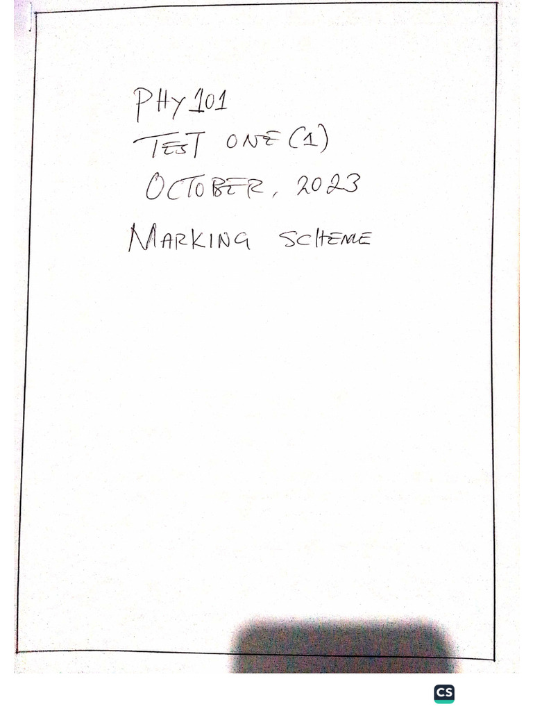 Phy101 Test One Solutions | PDF