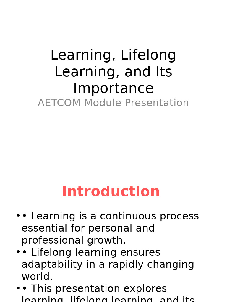 Importance of Lifelong Learning | PDF | Learning | Lifelong Learning
