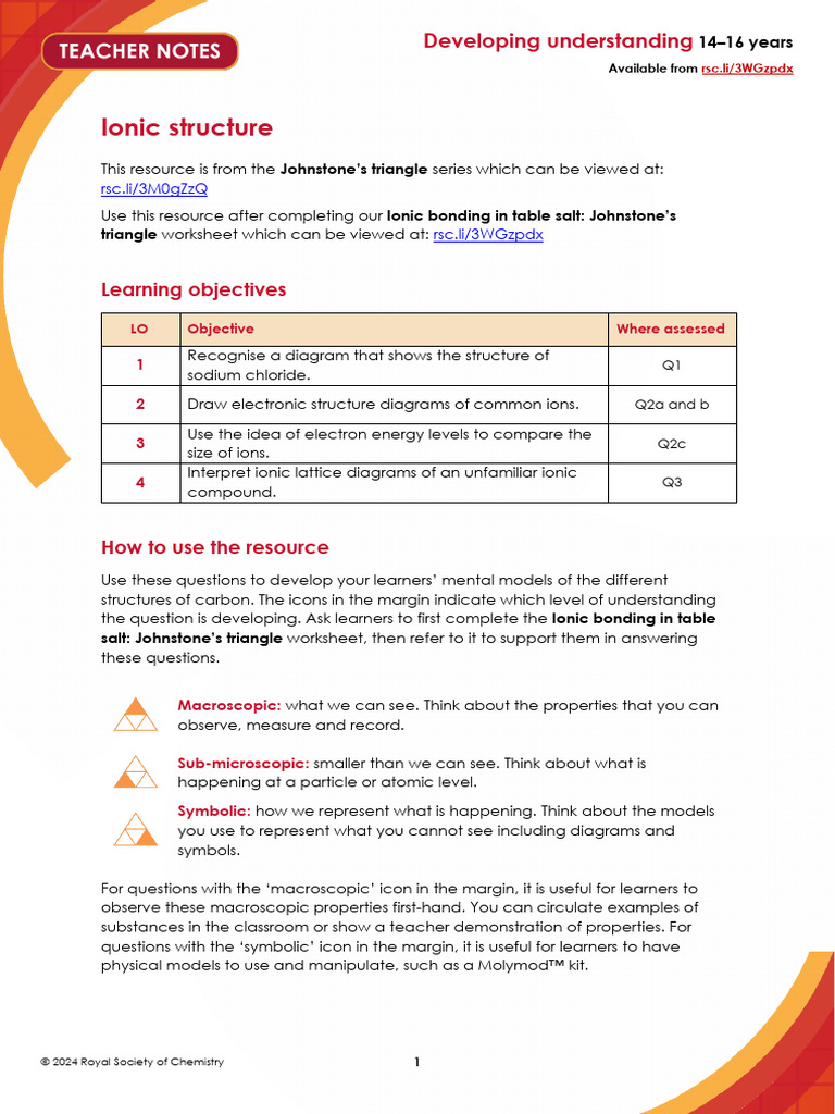 Ionic Structure: Learning Objectives | PDF | Ion | Salt (Chemistry)