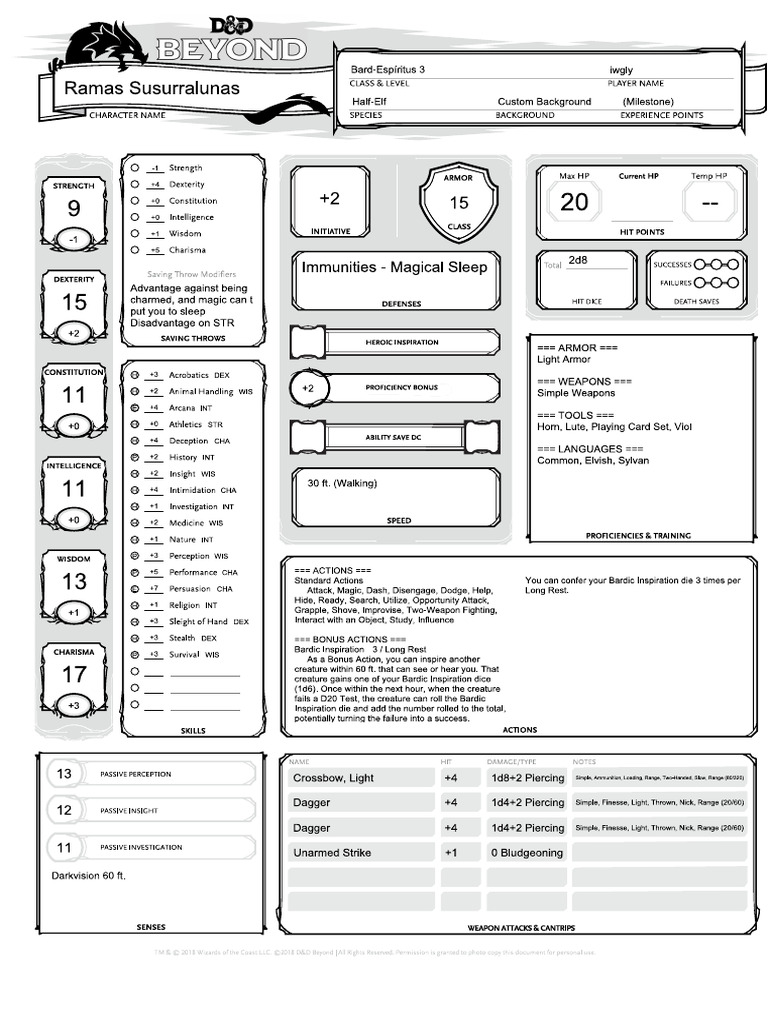 Bardo Semi Elfo 3 - Espíritus | PDF