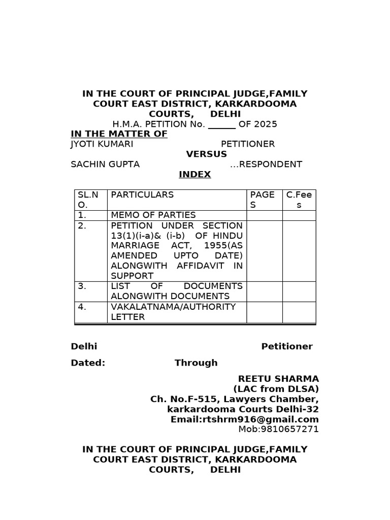 Divorce Petion of Jyoti | PDF | Affidavit