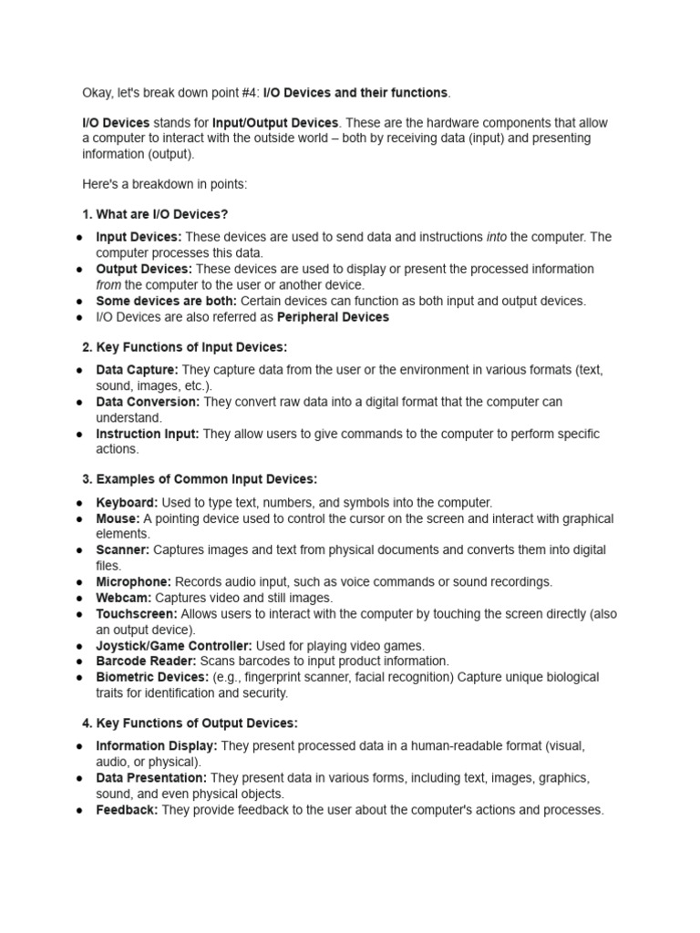 Explain #4 only points-wise | PDF | Input/Output | Computer Hardware