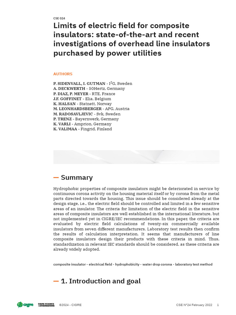 Electric Field Limits for Composite Insulators | PDF | Insulator ...