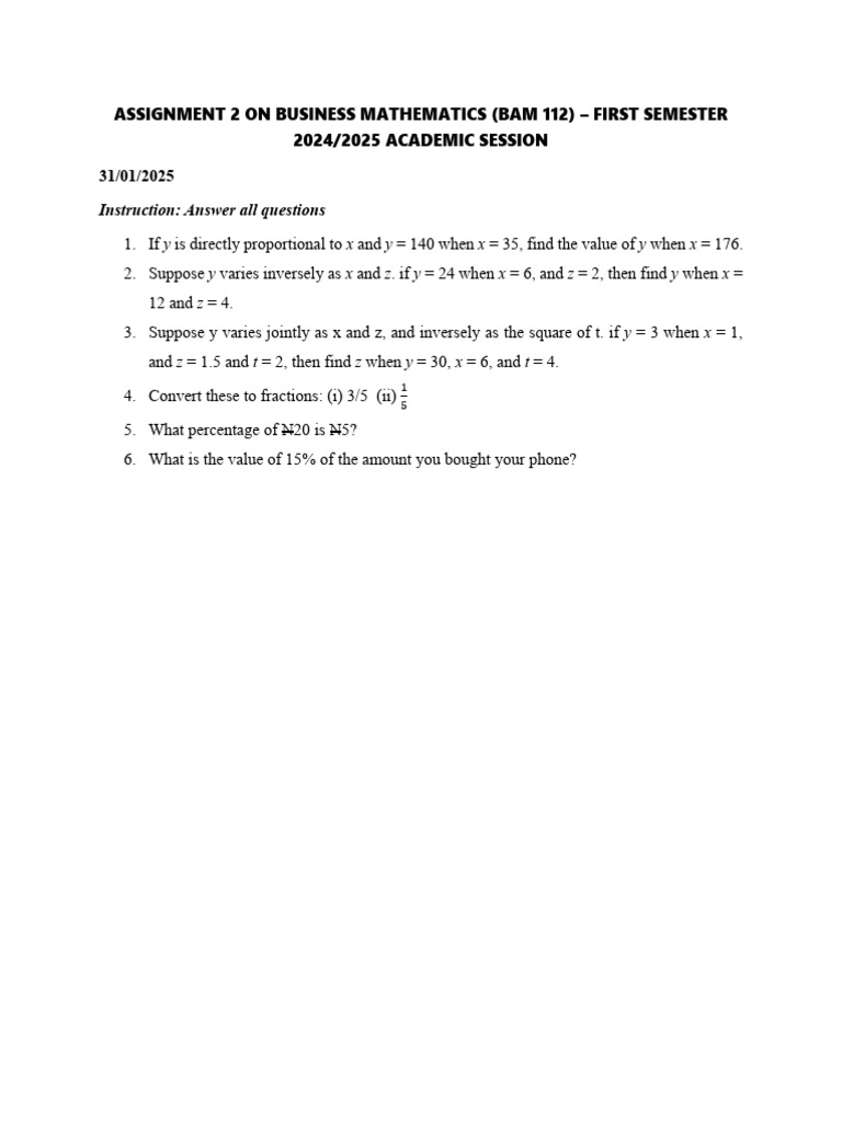 Assignment 2 On Business Mathematics | PDF