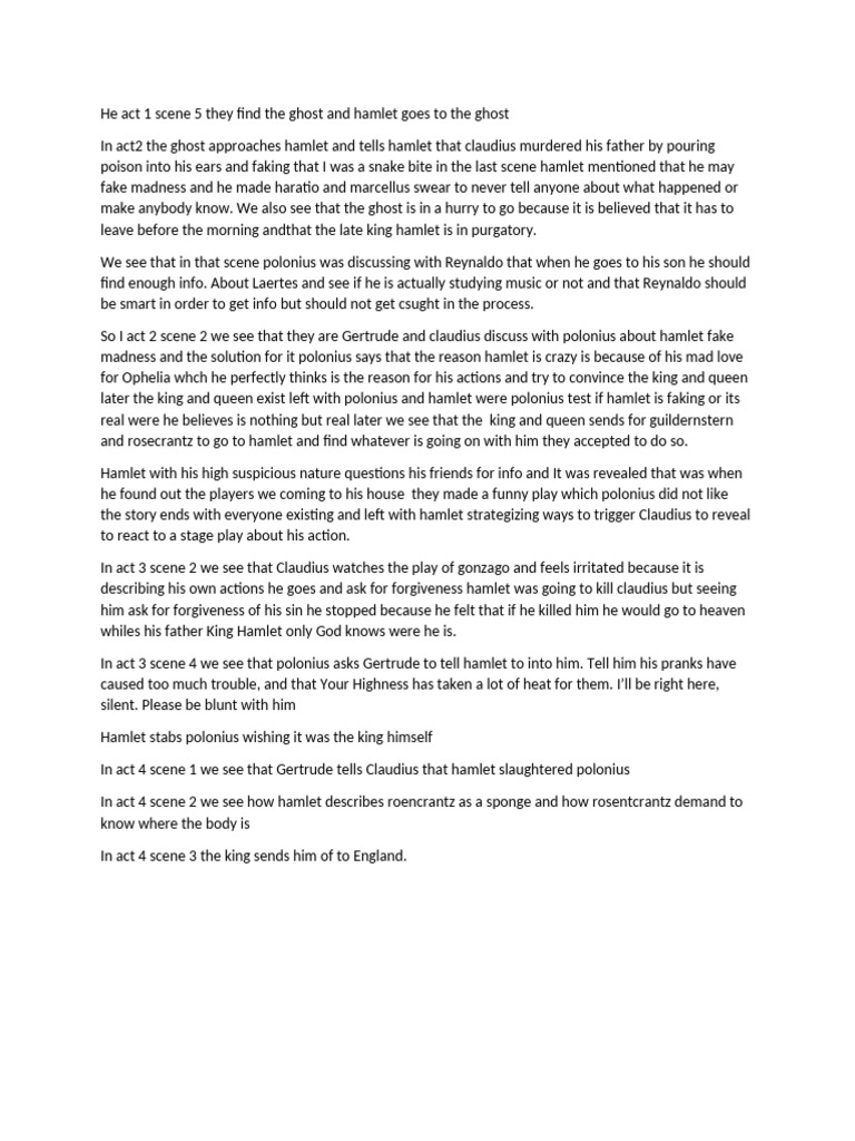 He Act 1 Scene 5 They Find The Ghost and Hamlet Goes To The Ghost | PDF ...