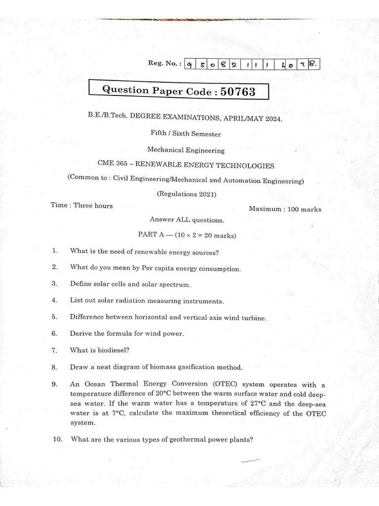 RET Question Paper April-May 2024 | PDF