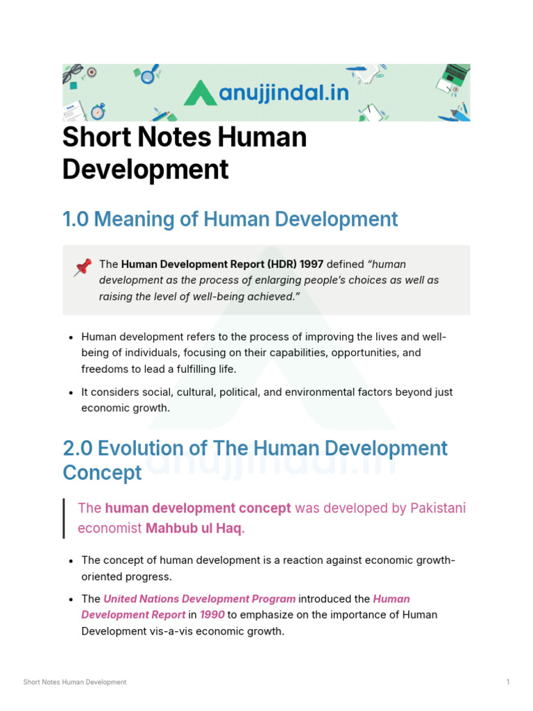 Short Notes Human Development 1 Lyst1715164130321 | PDF | Human Capital ...