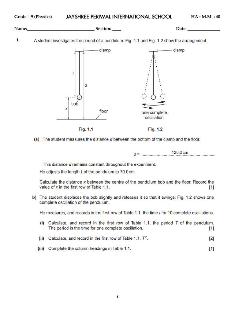 Grade 9 - Physics - Home Assignment 2025 | PDF