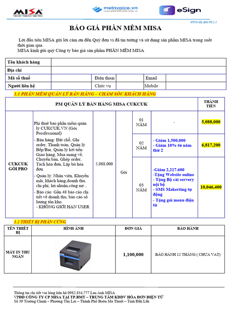 BÁO GIÁ CUK PRO hộ khoán | PDF