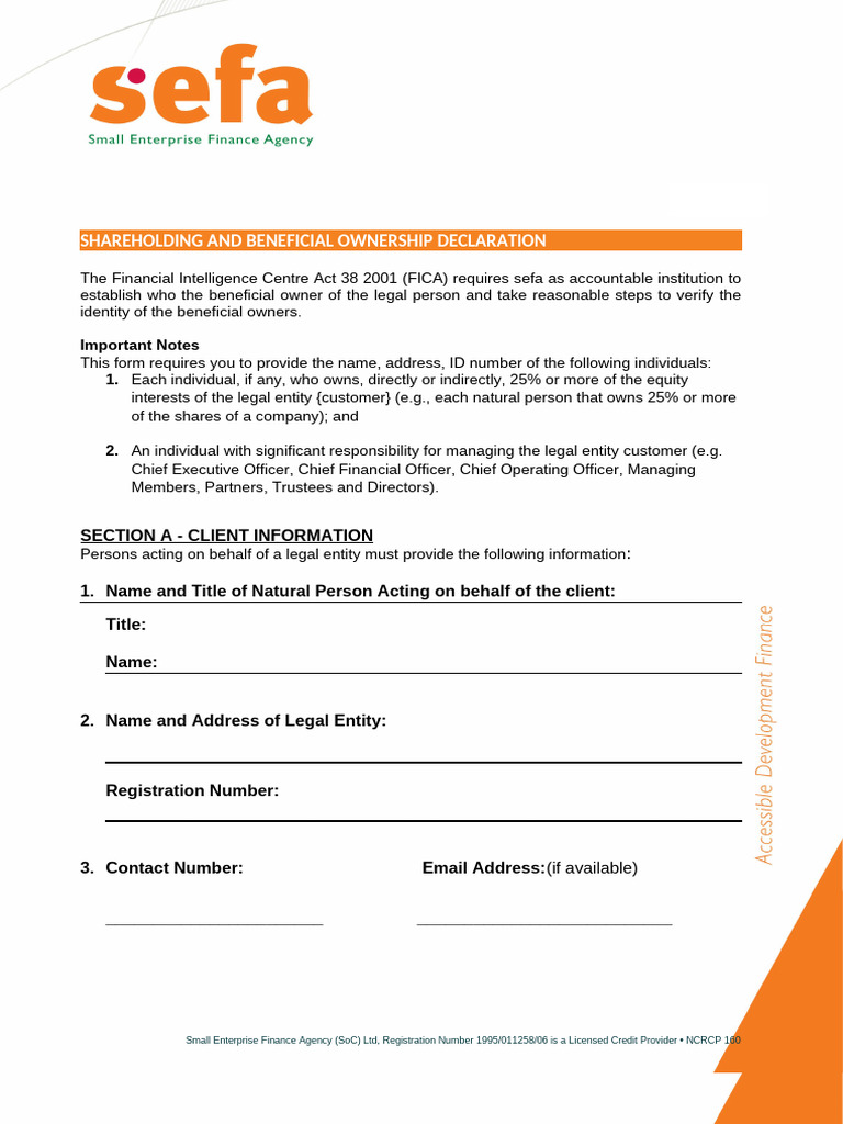 Beneficial Ownership Declaration Form | PDF | Shareholders | Corporate Law
