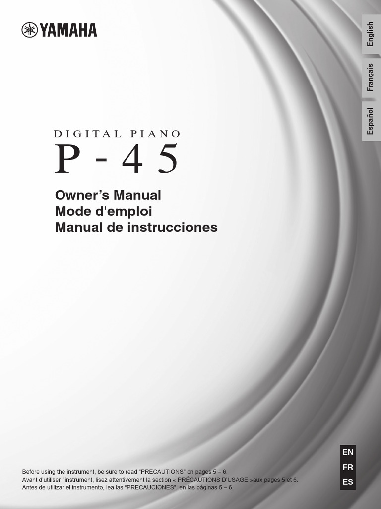 P-45 Owners Manual en EnFrEs C0 | PDF | Piano | Switch