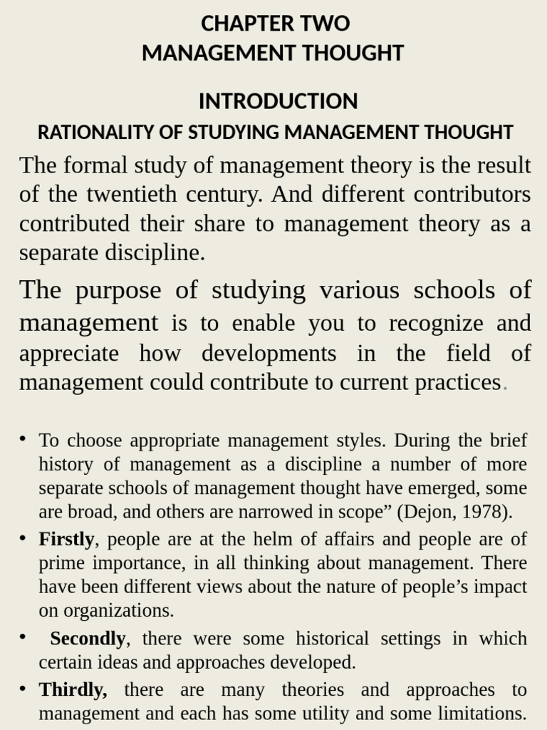 Chapter Two Introduction To Management | PDF | Piece Work | Theory
