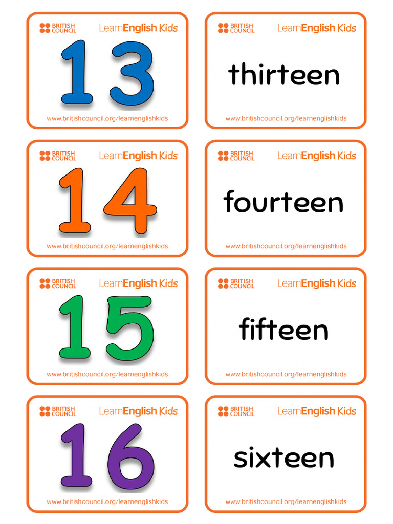 Flashcards Numbers 13 24 | PDF