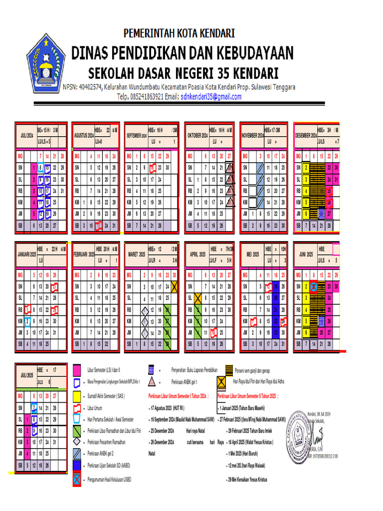 Kalender Pendidikan SDN 35 Kendari - 2024-2025 | PDF