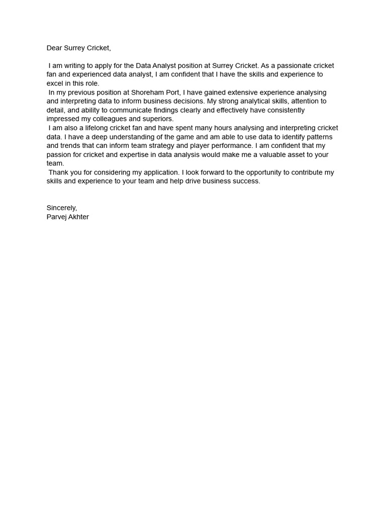 Surrey Cover Letter | PDF