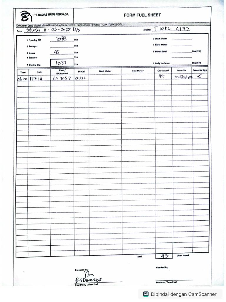 Fuel Sheet 11-02-2025 | PDF