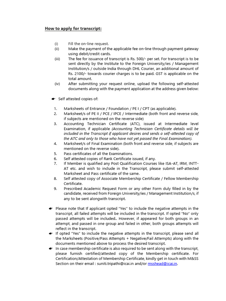 Transcripts ICAI Guidelines | PDF | Payments