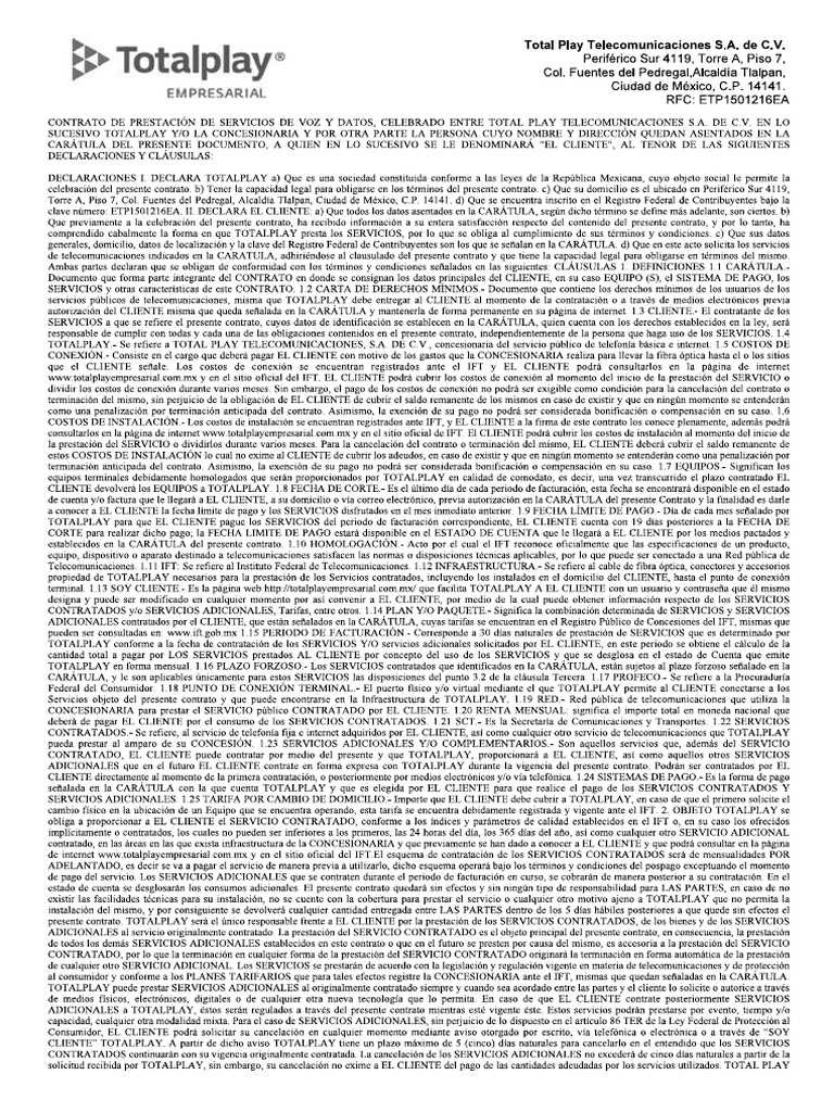 Contrato Total Play | PDF