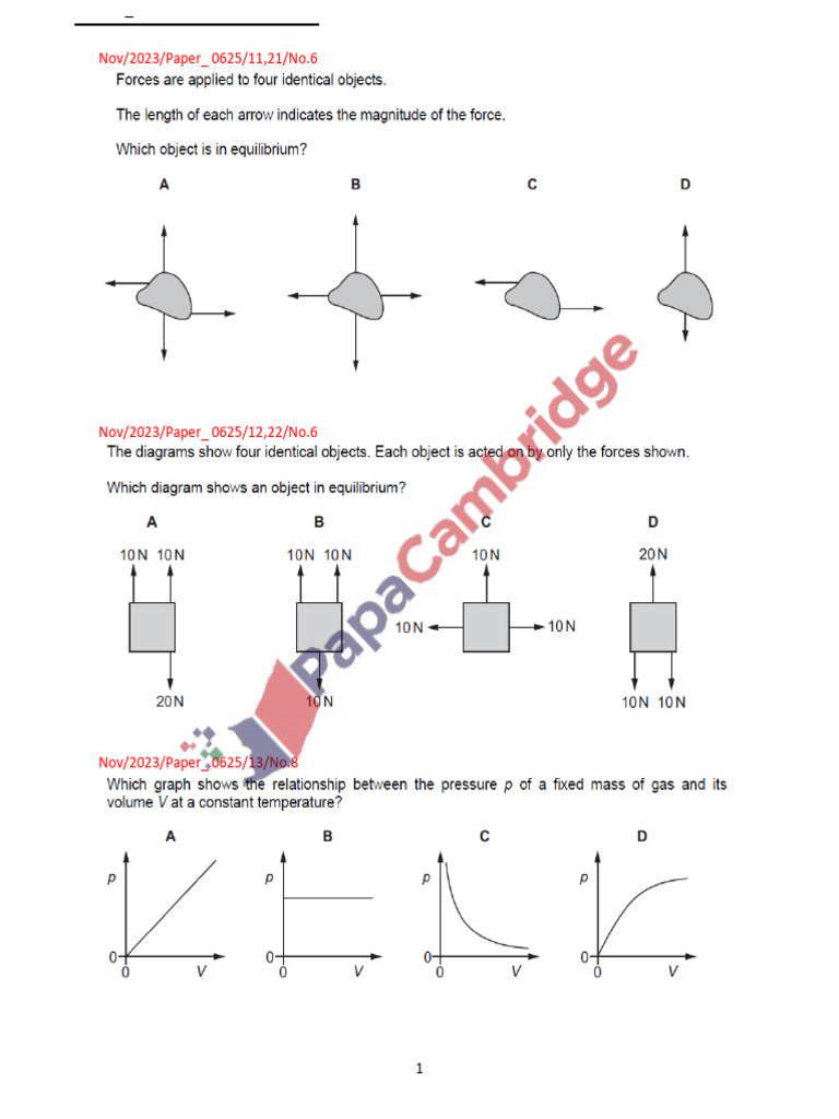 2023 Forces Igcse Physics 0625 | PDF