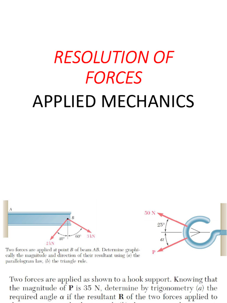 Force Resolution in Applied Mechanics | PDF