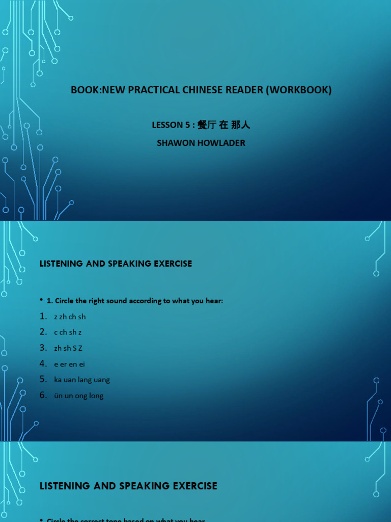 Chinese Reader Lesson 5 Exercises | PDF | Phonetics | Languages Of Macau