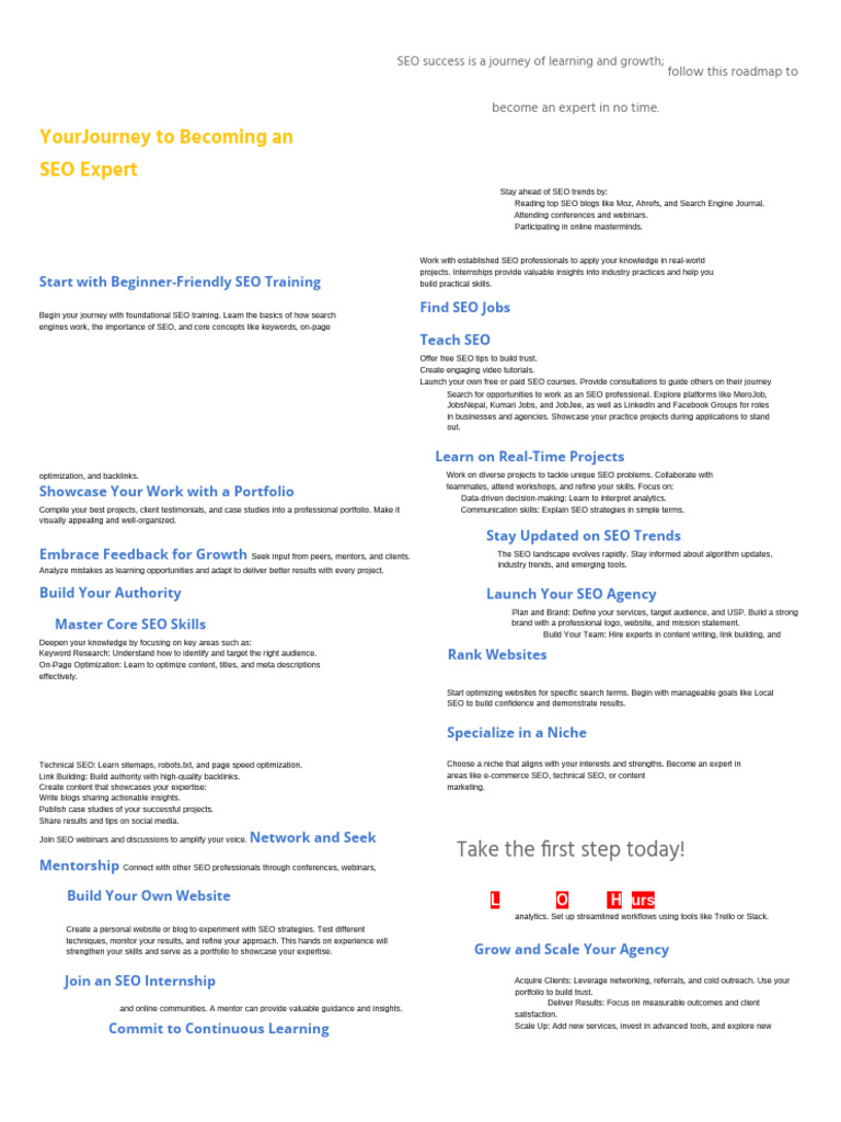 One Page SEO Career Roadmap 2025 by Rambabu Thapa | PDF | Search Engine Optimization | Communication