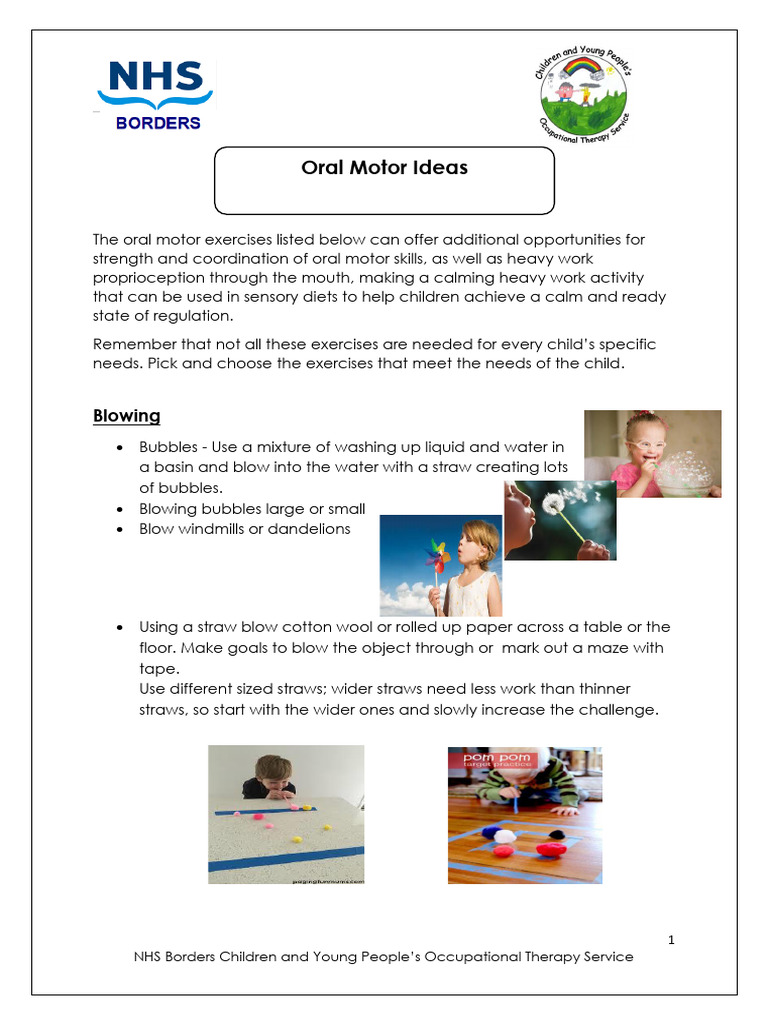 Oral Motor Skills Activities for Kids | PDF