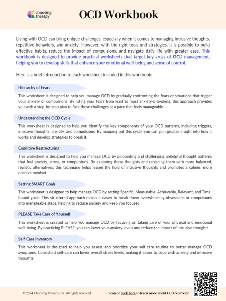 OCD Worksheets Collection | PDF | Obsessive–Compulsive Disorder ...