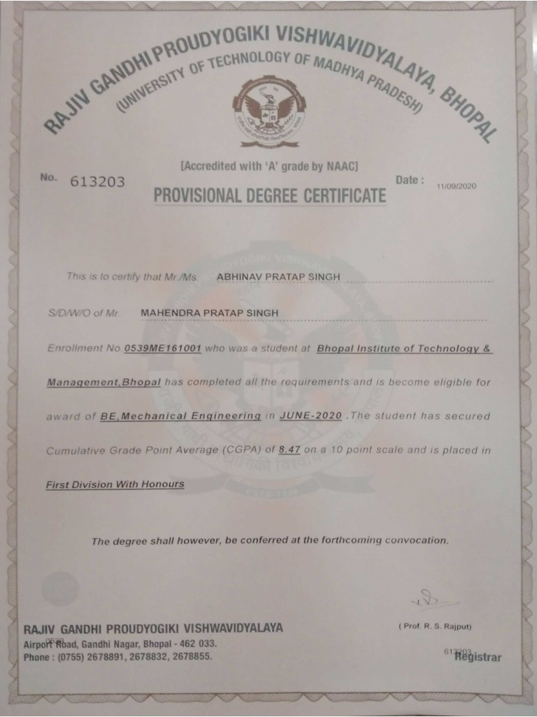 Provisional Certificate | PDF