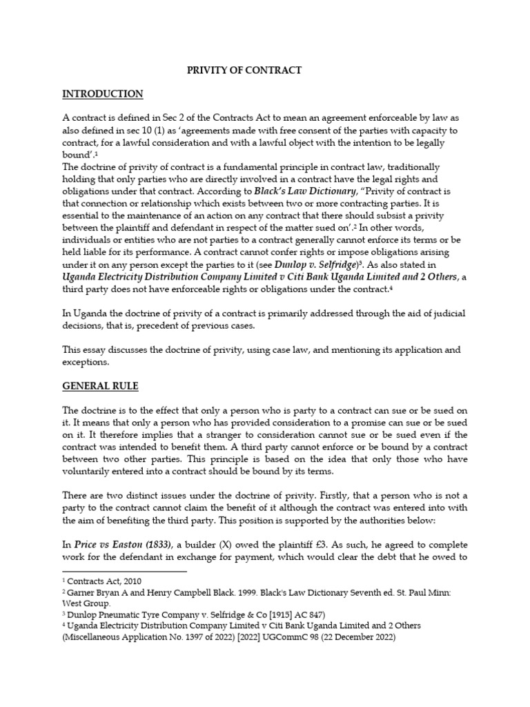 Doctrine of Privity - Final | PDF | Law Of Agency | Lease