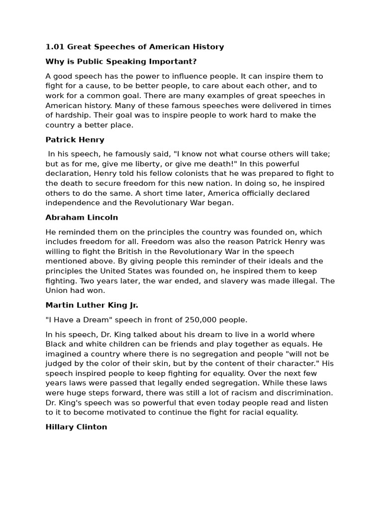 Influential American Speeches Explained | PDF | Martin Luther King Jr ...