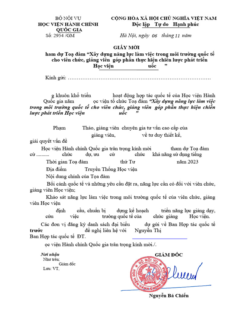 (đã ký duyệt) 02. Thu moi tham du Toa dam | PDF