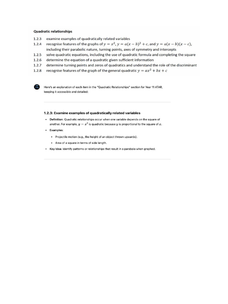 Quadratic Relationships Explanation | PDF