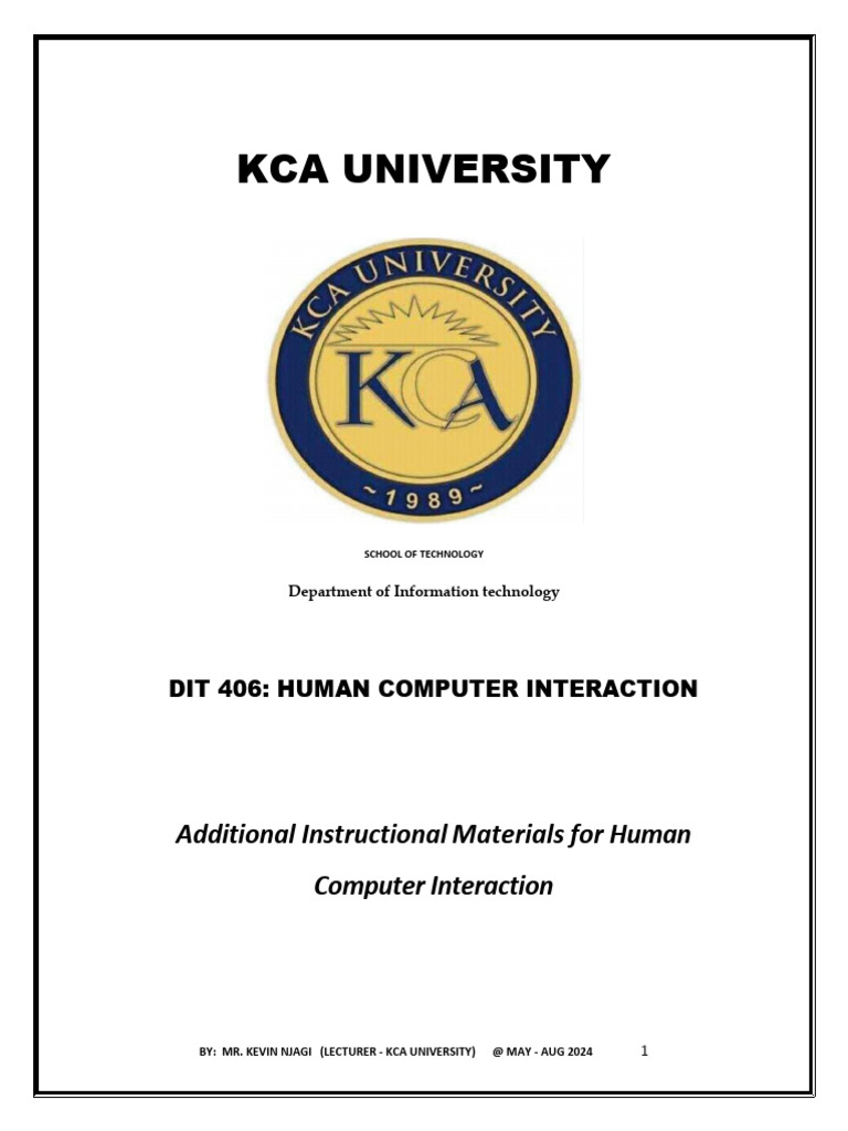 LESSON 1 - INTRODUCTION TO HCI Doc 1 | PDF | Human–Computer Interaction | Usability
