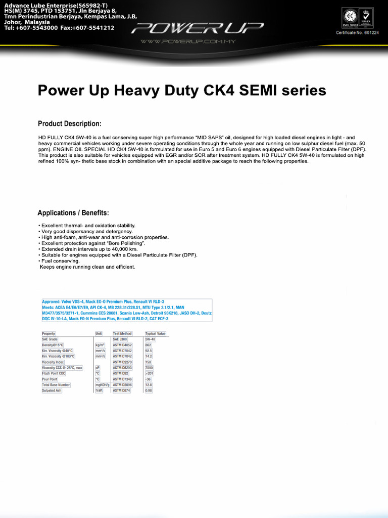 Power Up Heavy Duty CK4 Semi Seri Es | PDF