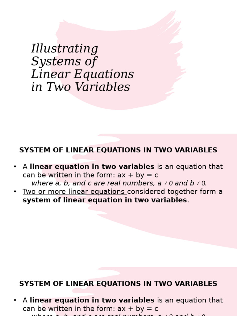 Illustrating Systems of Linear Equations in Two Variables | PDF | Line ...