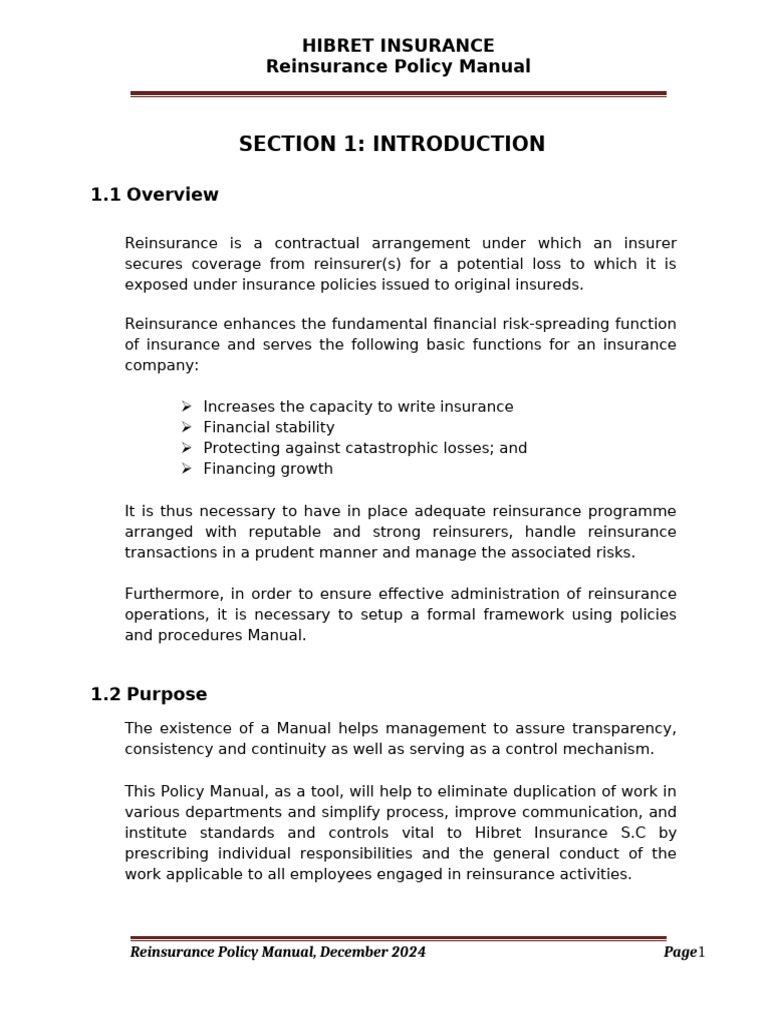 Revised - Reinsurance - Policy - Manual - FINAL 16.01.2025 | PDF ...