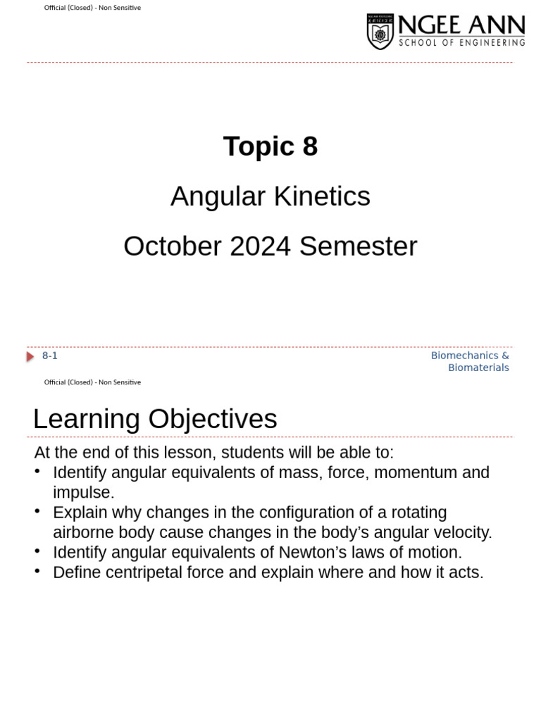 Topic 8 Angular Kinetics | PDF | Rotation Around A Fixed Axis | Angular Momentum