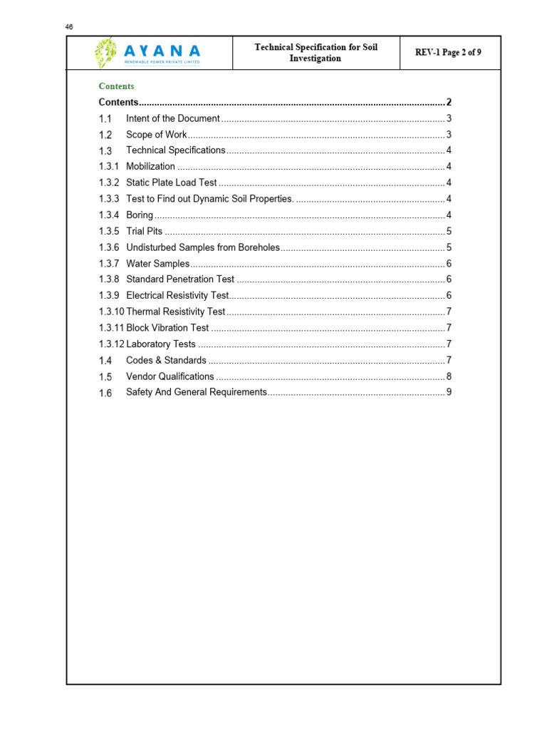 Technical Specification for Soil Investigation | PDF | Young's Modulus ...