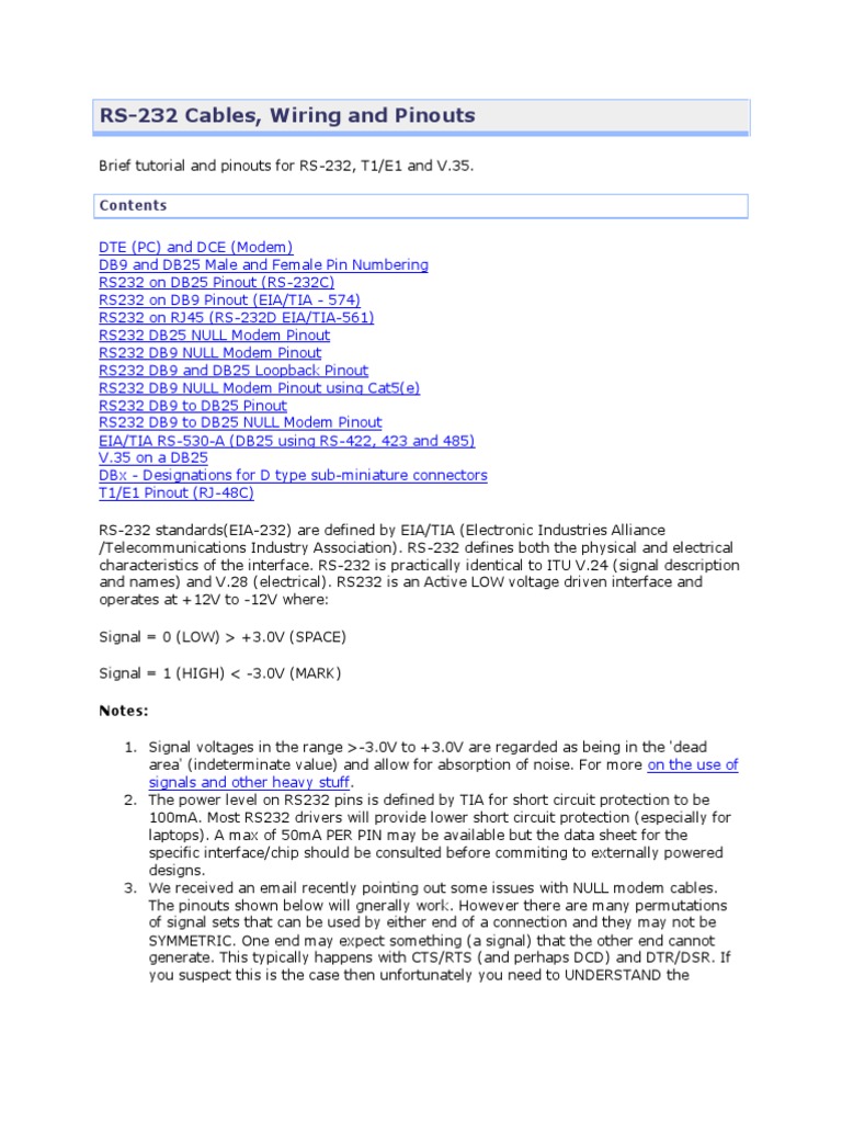 RS232 Cables | PDF | Networks | Physical Layer Protocols