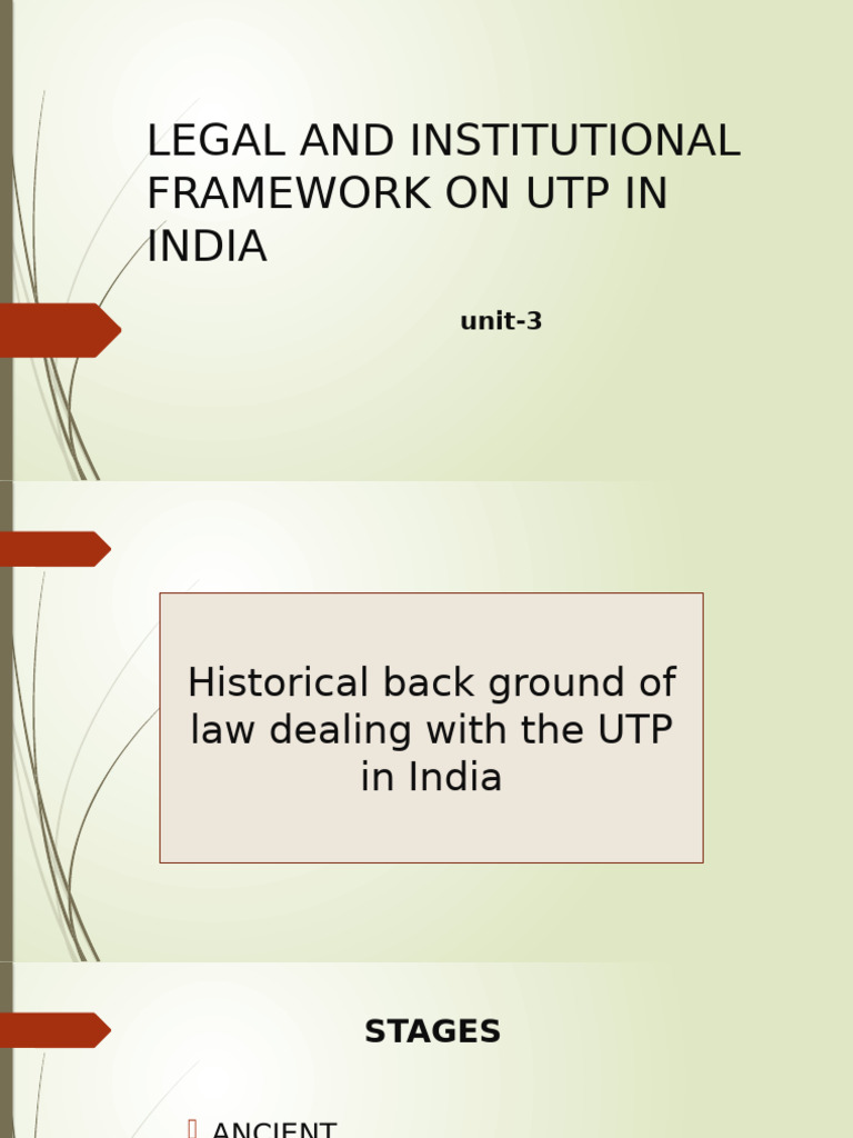 Legal and Institutional Framework On Utp in India-1 | PDF | Breach Of ...