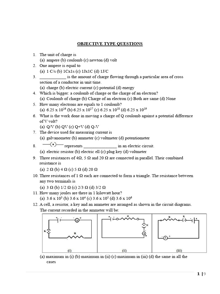Physics Exam Prep: Electricity | PDF | Electrical Resistivity And Conductivity | Resistor