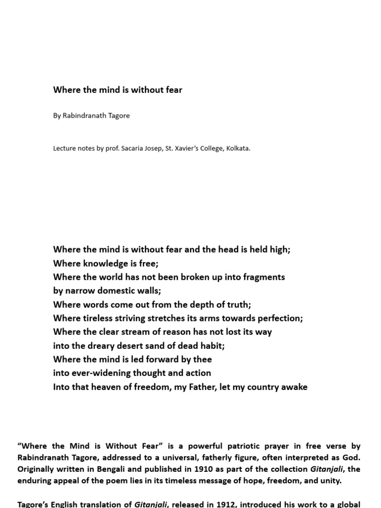 Where The Mind Is Without Fear | PDF