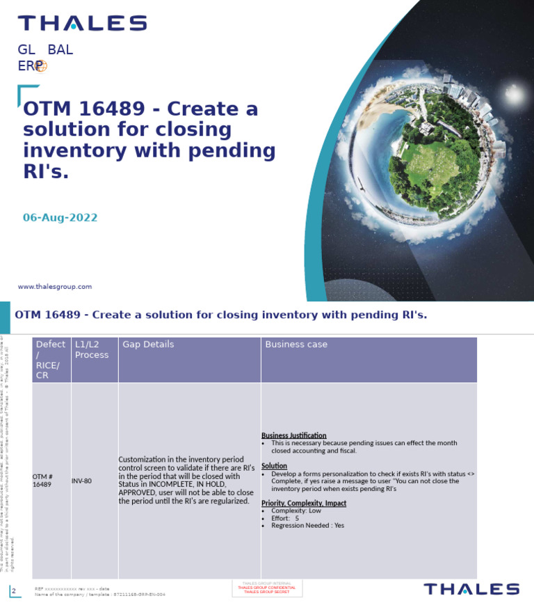 OTM 16489 - Create A Solution For Closing Inventory With Pending RI's | PDF