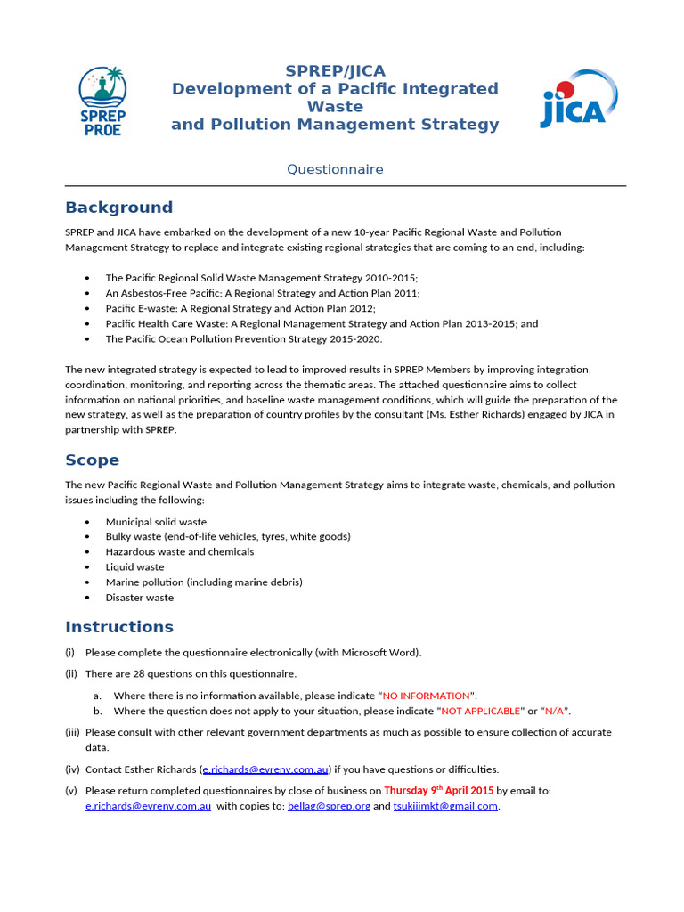 Questionnaire | PDF | Waste | Landfill