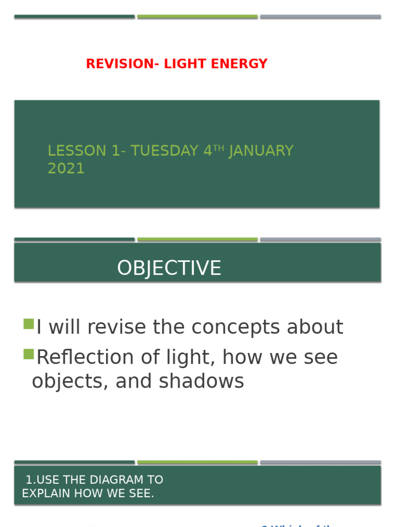 Science 2022 - PPT 1 REVISION - LIGHT ENERGY | PDF | Shadow | Light