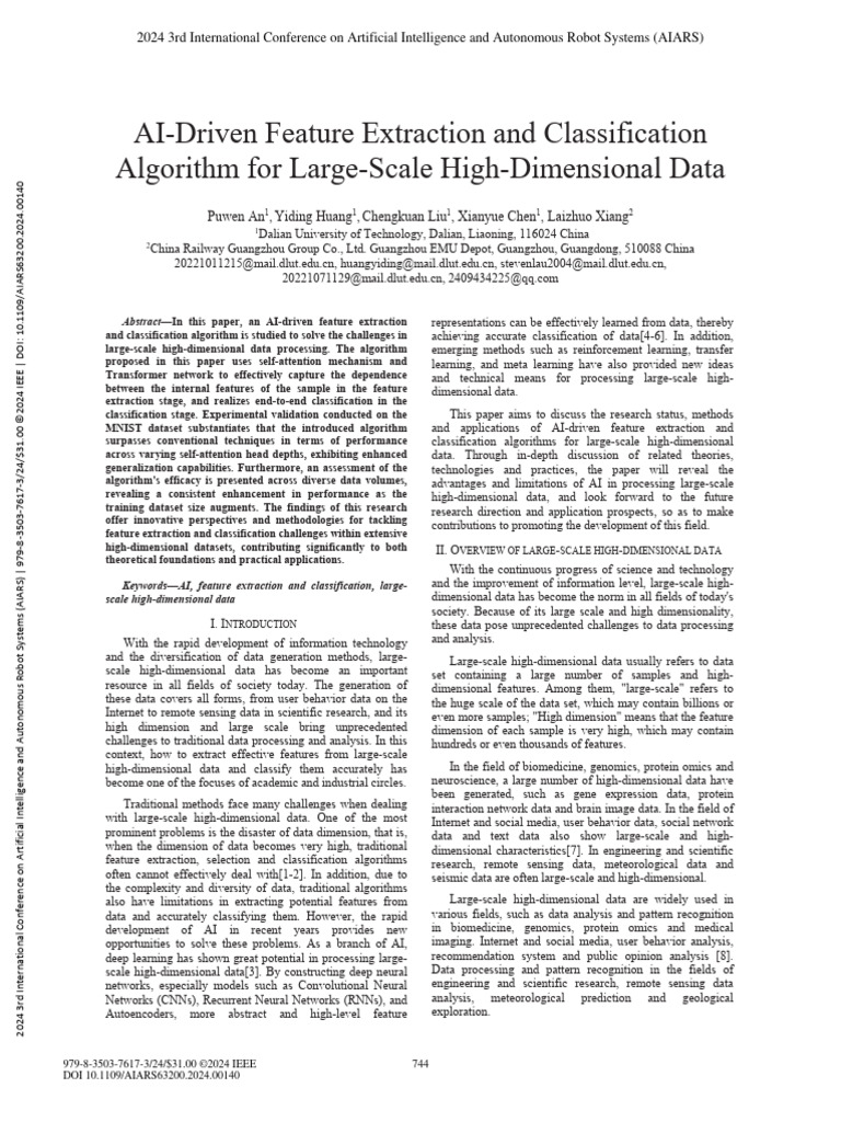 AI-Driven Feature Extraction and Classification Algorithm For Large-Scale High-Dimensional Data ...
