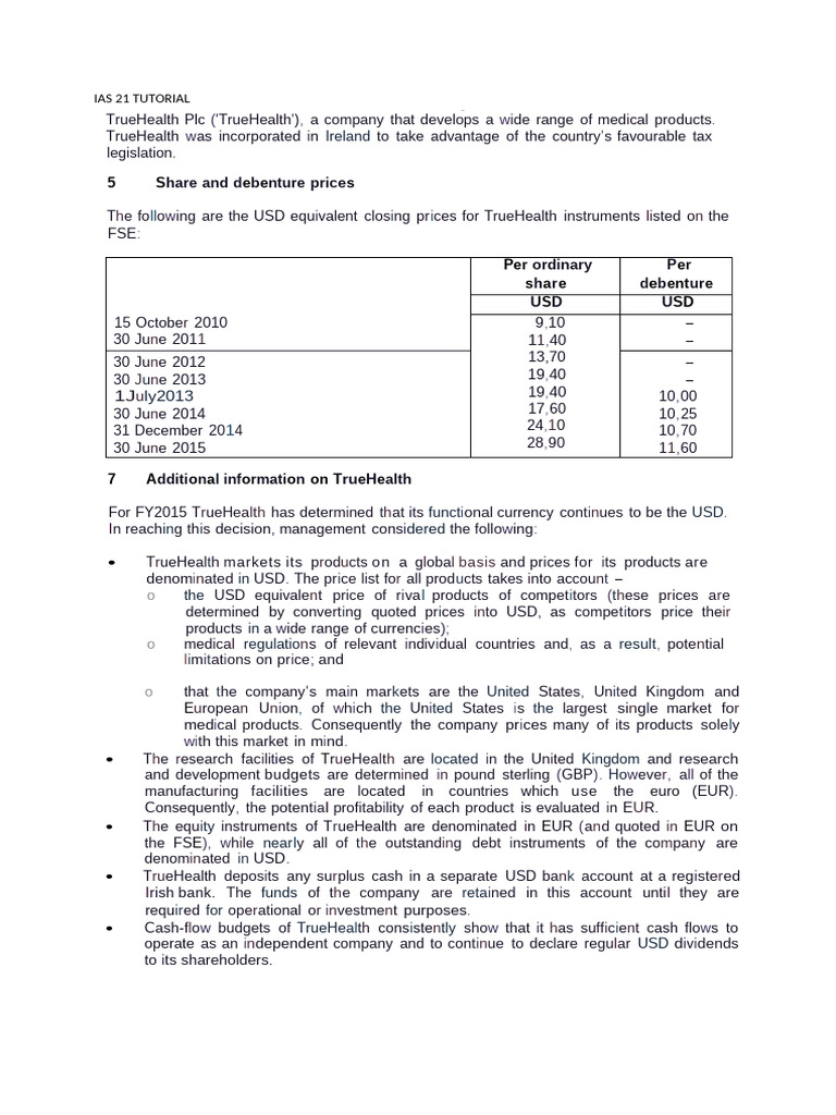 Ias 21 Tutorial | PDF | United States Dollar | Euro