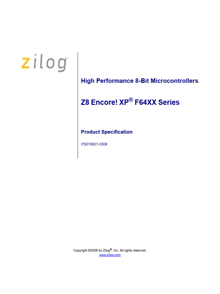 Zilog-Z8F6423FT020SG-datasheet | PDF | Computer Engineering | Computing