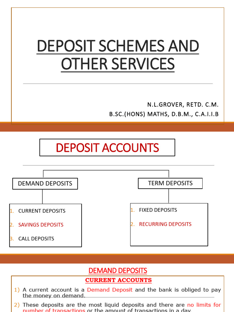 Various Deposit Schemes & Other Services | PDF | Banks | Transaction ...